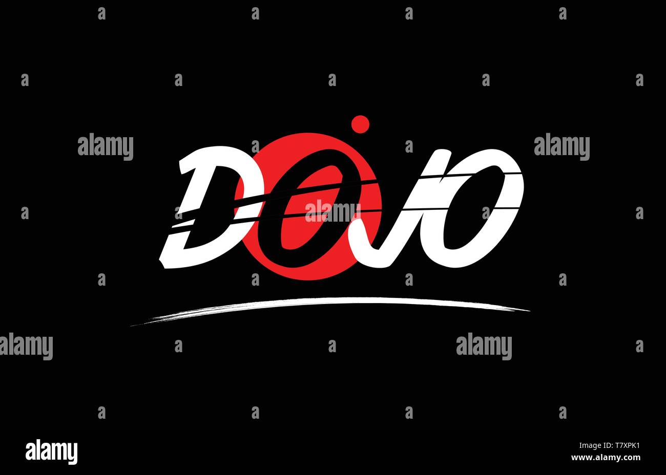 dojo text word on black background with red circle suitable for card ...