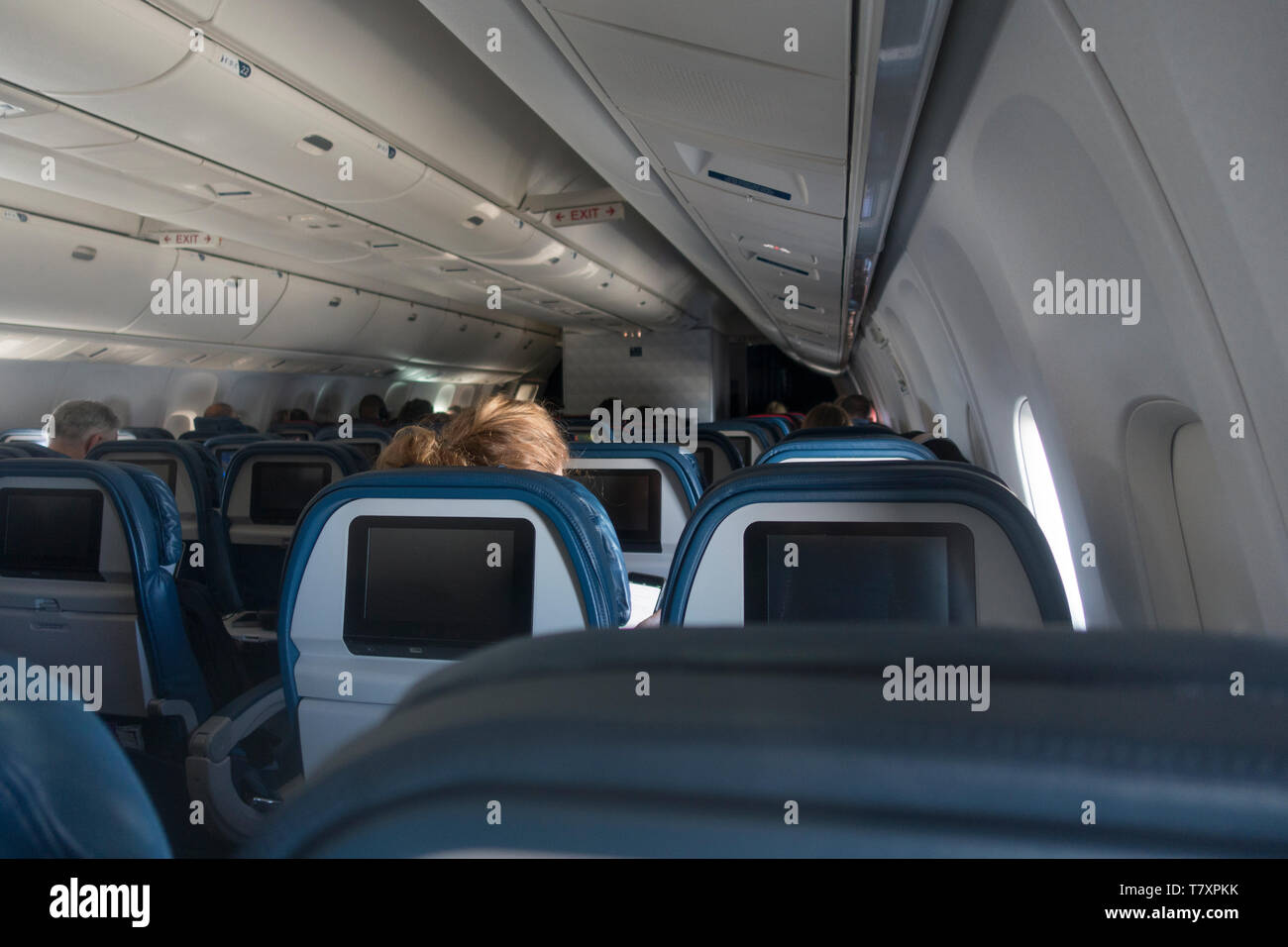 Inside an Aeroplane Stock Photo - Alamy