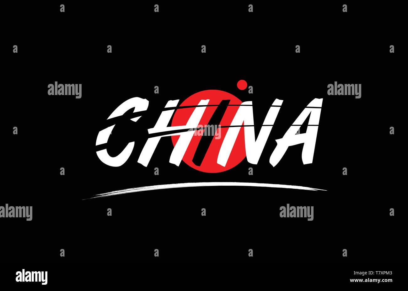 china text word on black background with red circle suitable for card ...