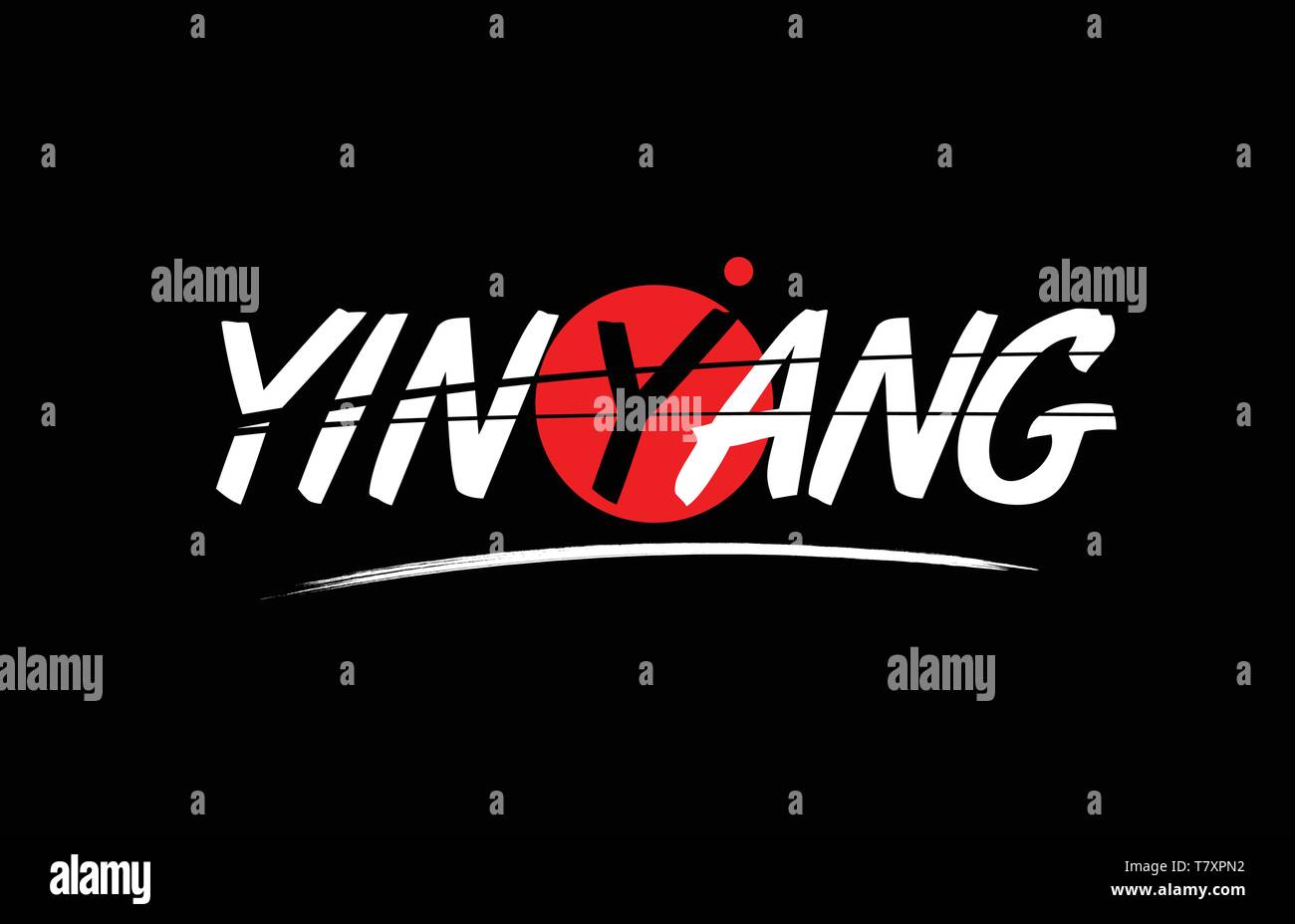 yin yang text word on black background with red circle suitable for ...