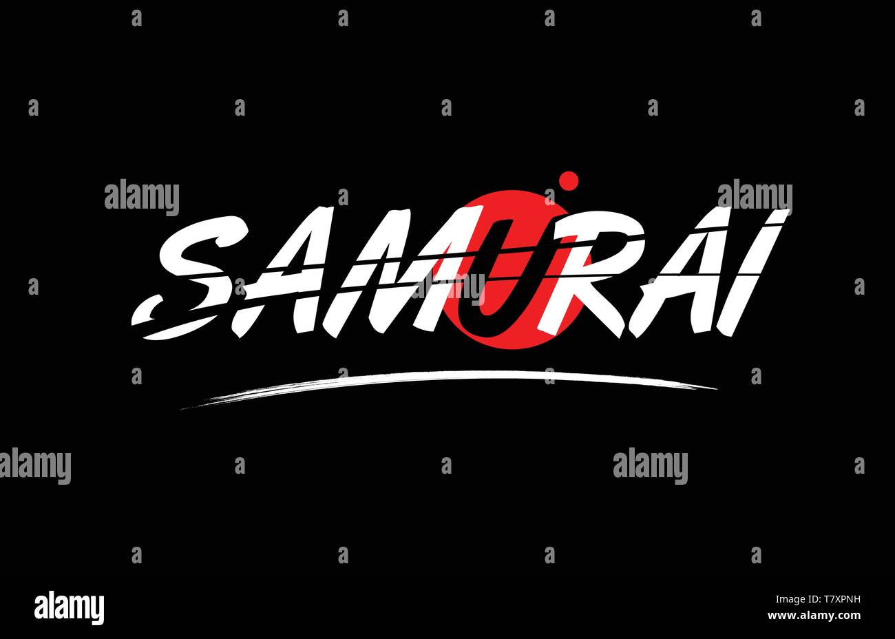samurai text word on black background with red circle suitable for card ...