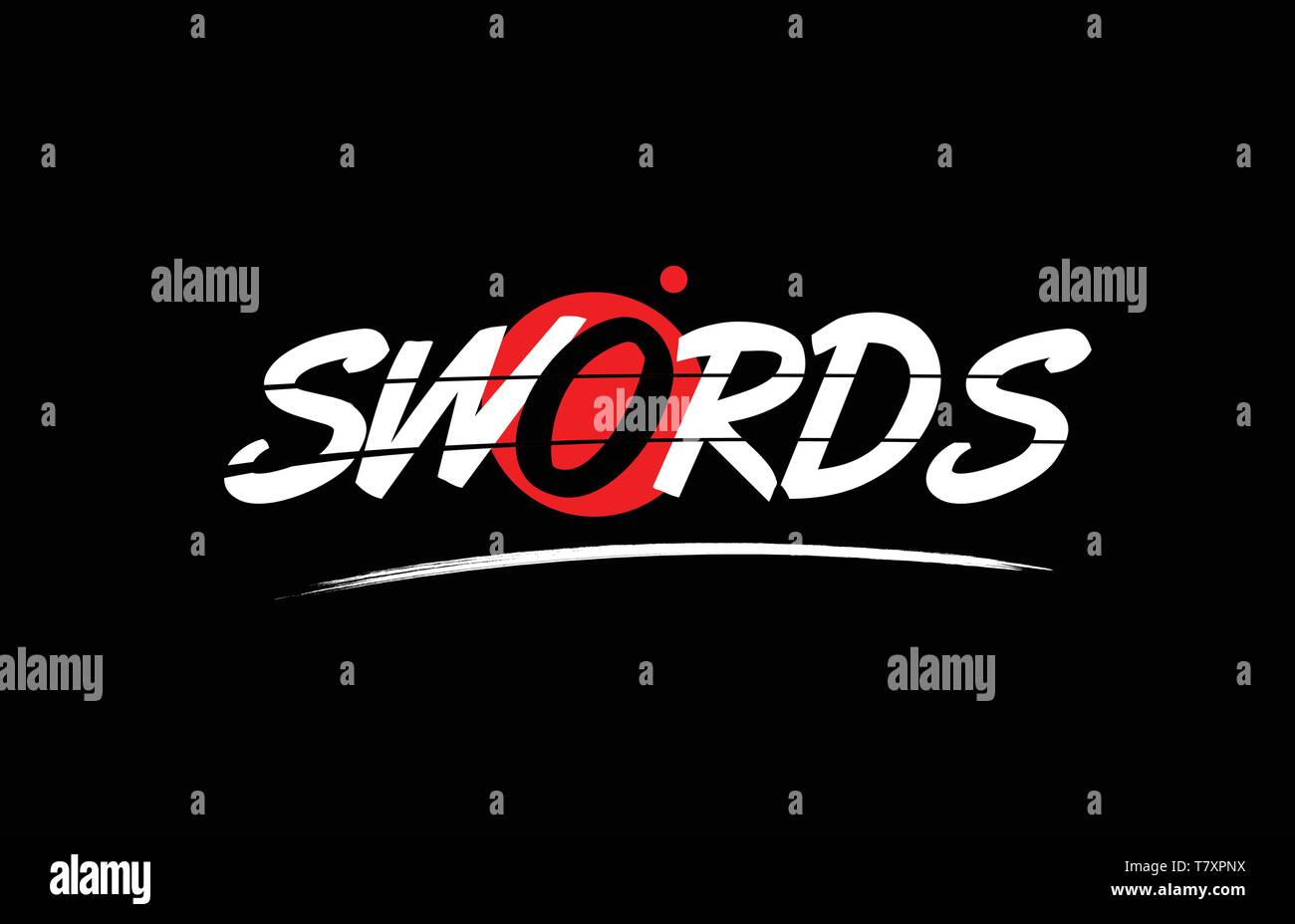swords text word on black background with red circle suitable for card ...