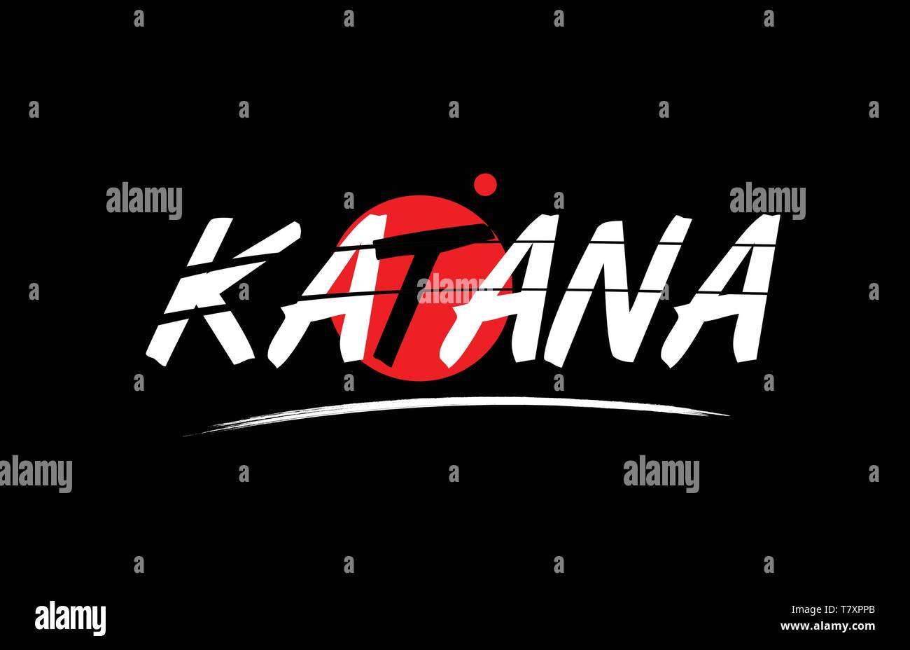 katana text word on black background with red circle suitable for card ...