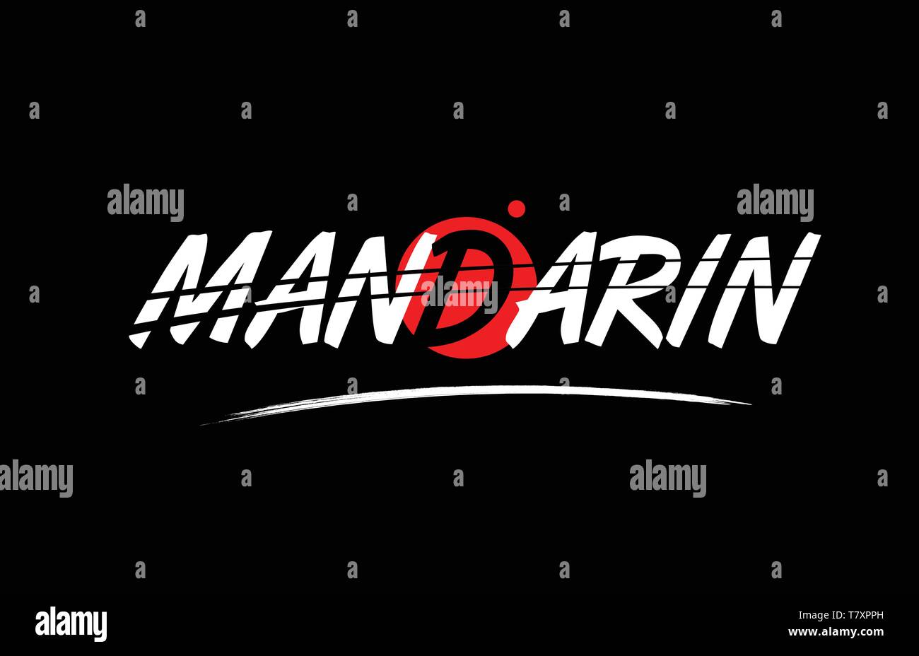 mandarin text word on black background with red circle suitable for ...