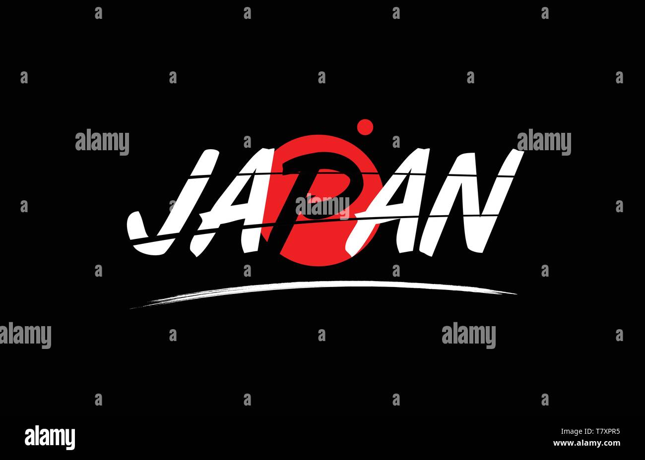 japan text word on black background with red circle suitable for card ...