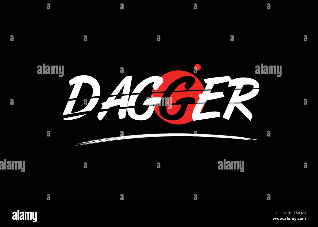dagger text word on black background with red circle suitable for card ...
