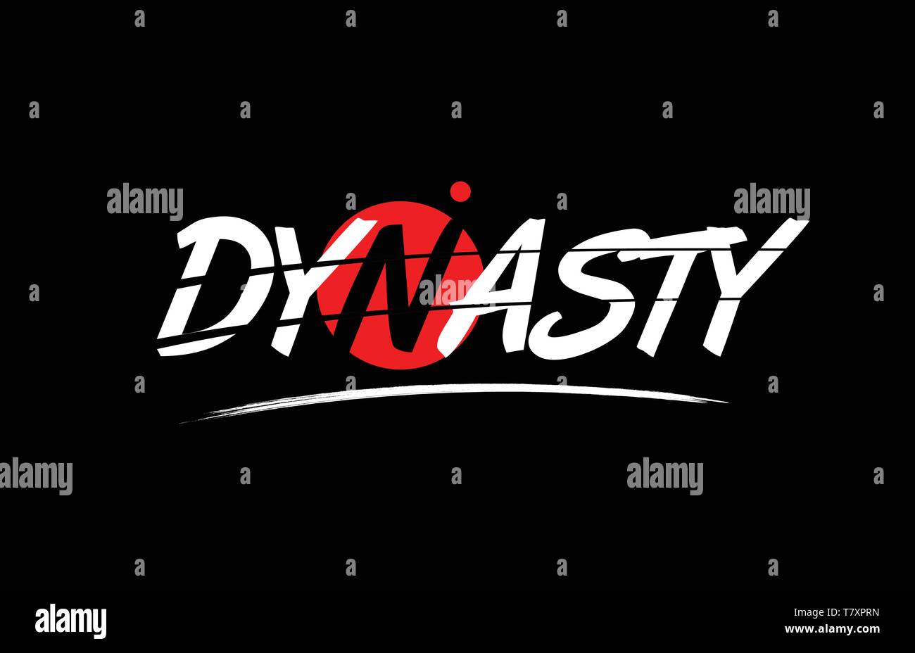 dynasty text word on black background with red circle suitable for card ...