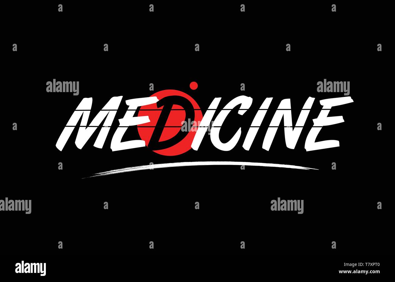 medicine text word on black background with red circle suitable for ...