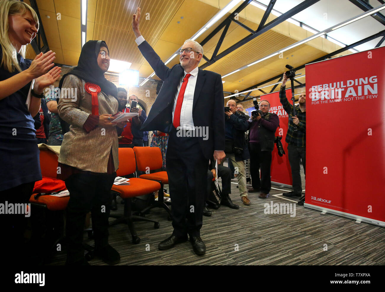 Labour Party leader Jeremy Corbyn arrives to launch his party's ...