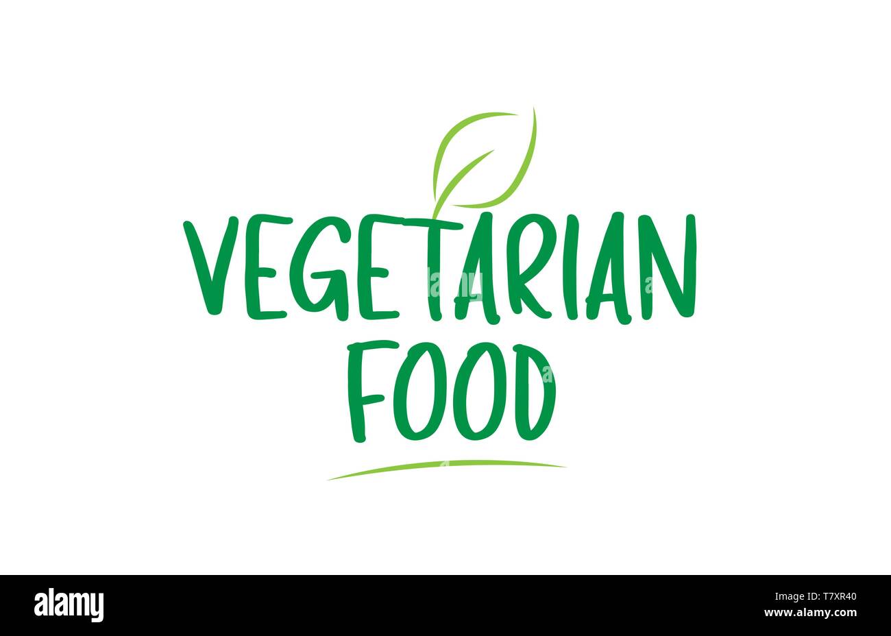 vegetarian food green word text with leaf suitable for icon, badge or ...