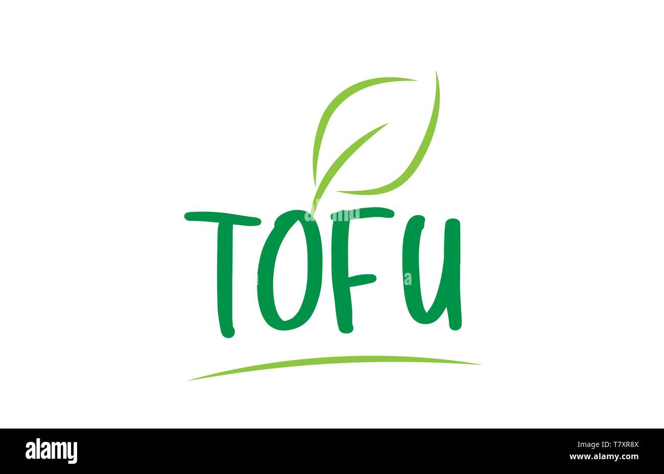 tofu green word text with leaf suitable for icon, badge or typography ...