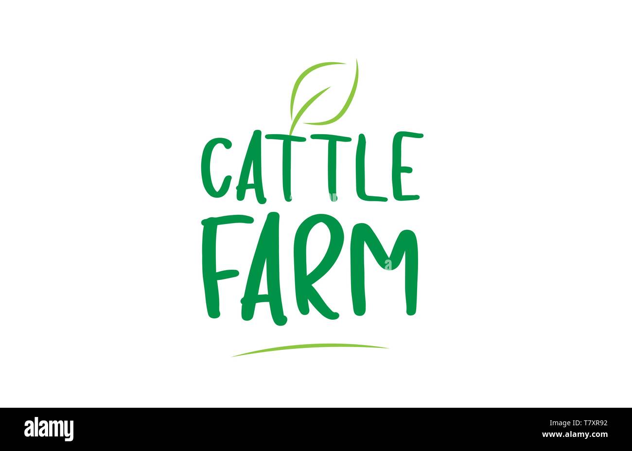 cattle farm green word text with leaf suitable for icon, badge or ...