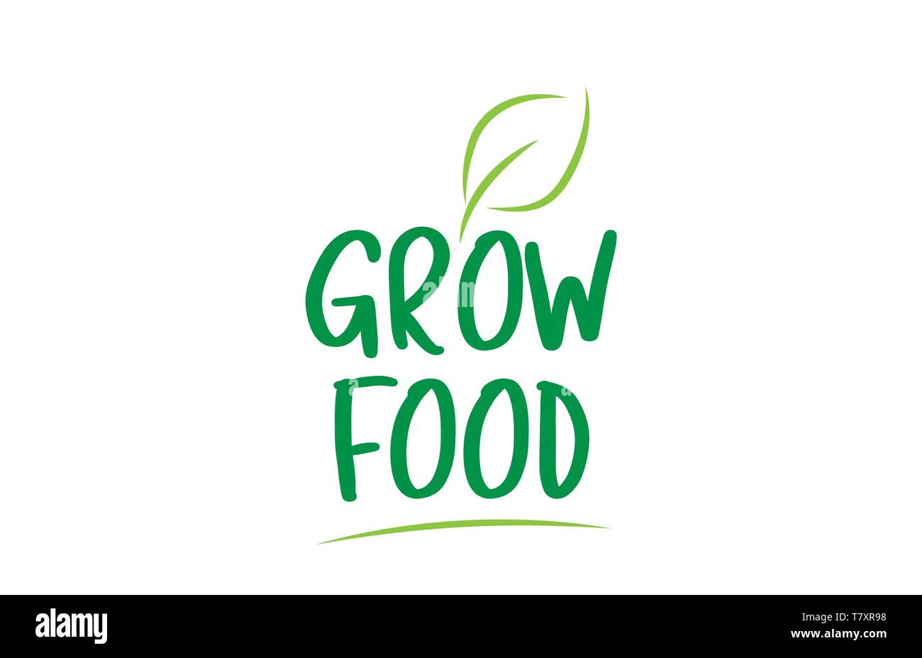 grow food green word text with leaf suitable for icon, badge or ...