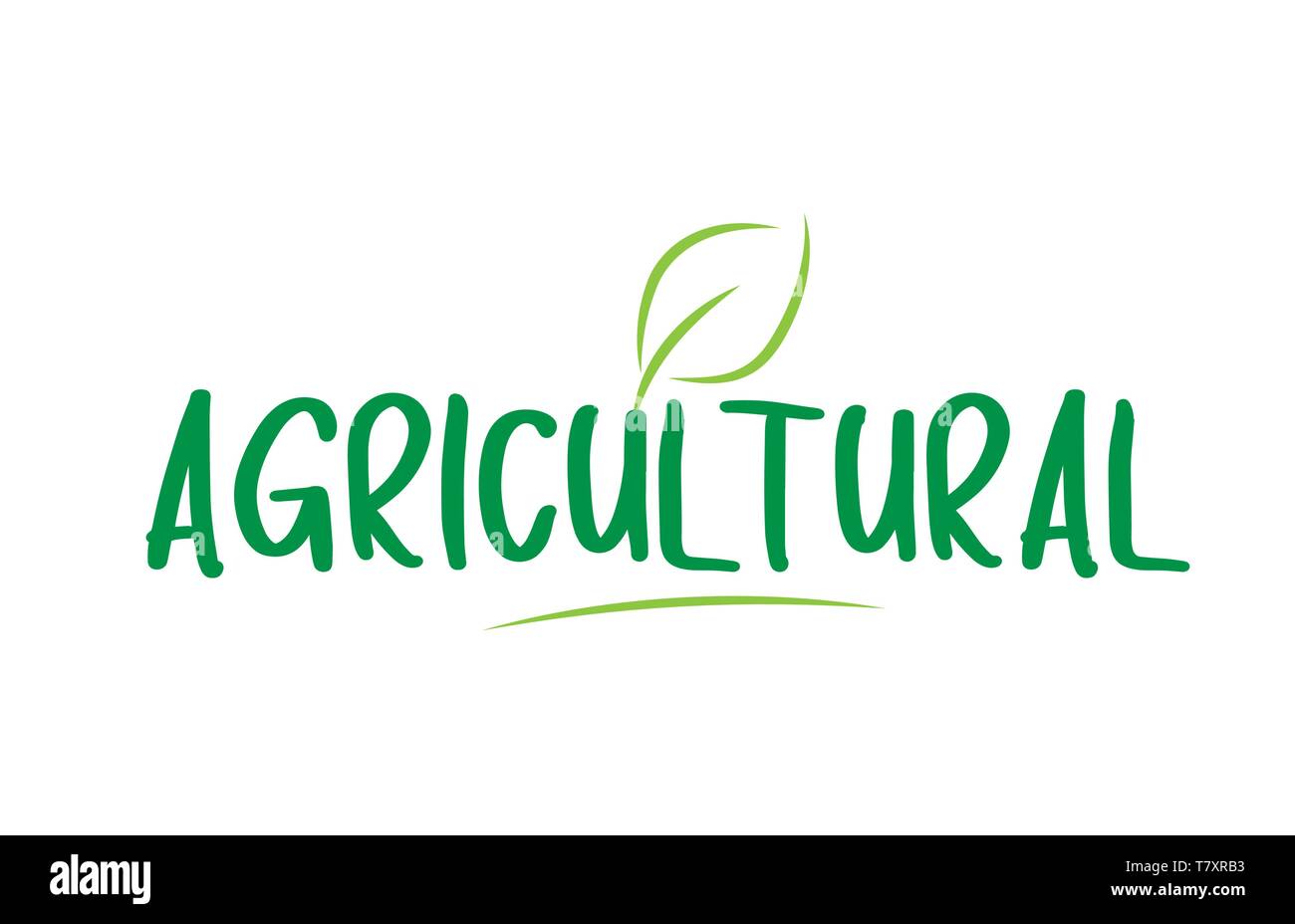 agricultural green word text with leaf suitable for icon, badge or ...