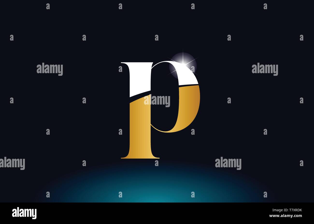 gold golden alphabet letter p logo icon design suitable for a company ...