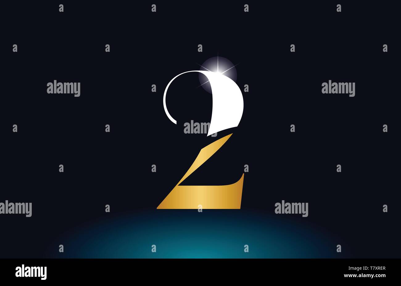 gold golden number 2 logo icon design suitable for a company or ...