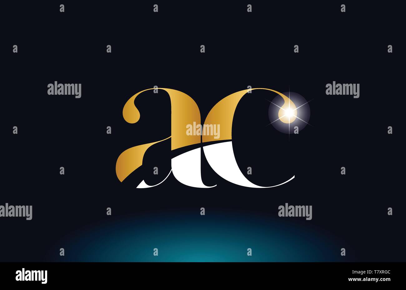 gold golden alphabet letter ac a c logo icon combination design ...