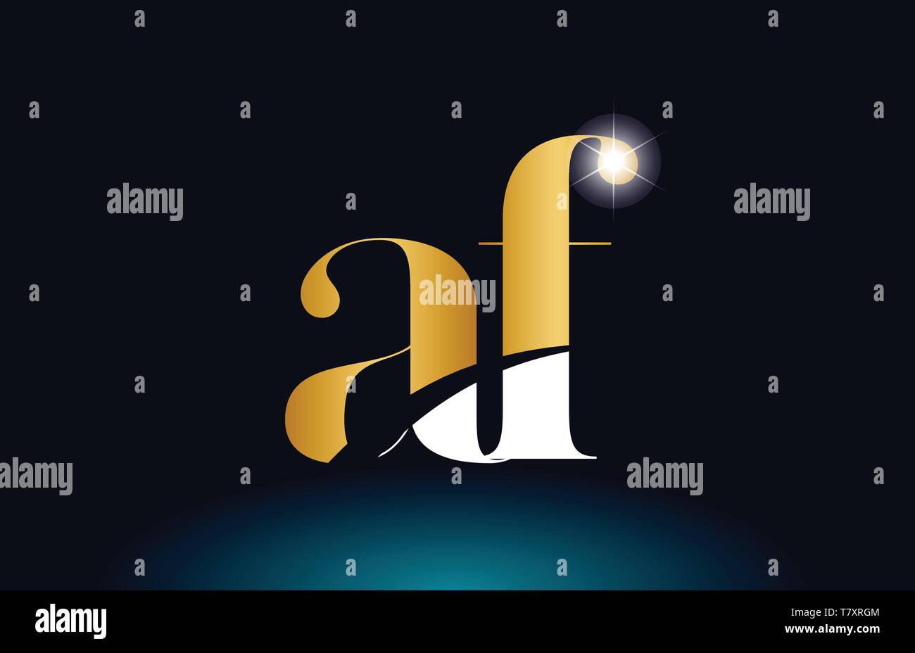 gold golden alphabet letter af a f logo icon combination design ...