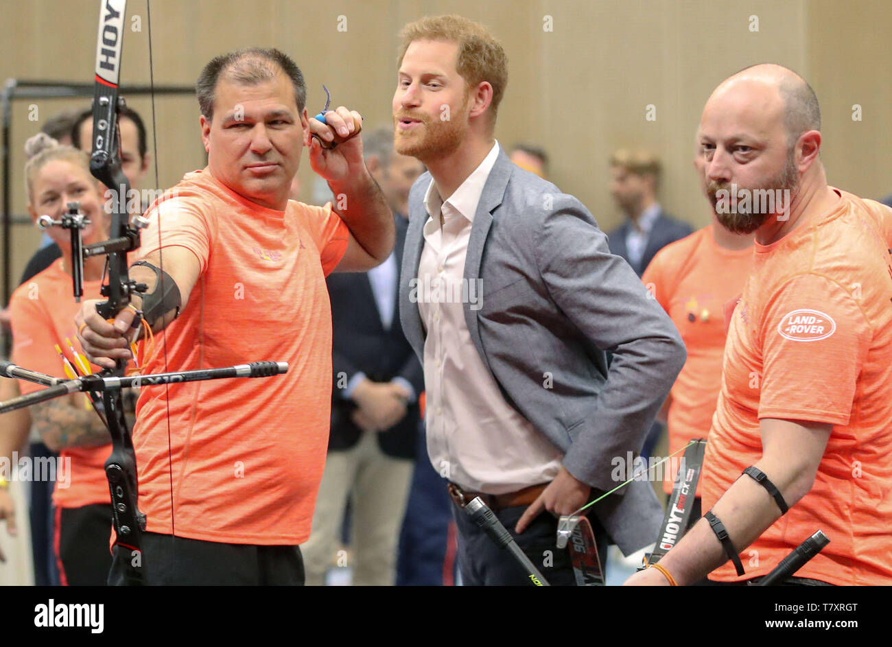 The Duke of Sussex watches some archery during a sports training ...