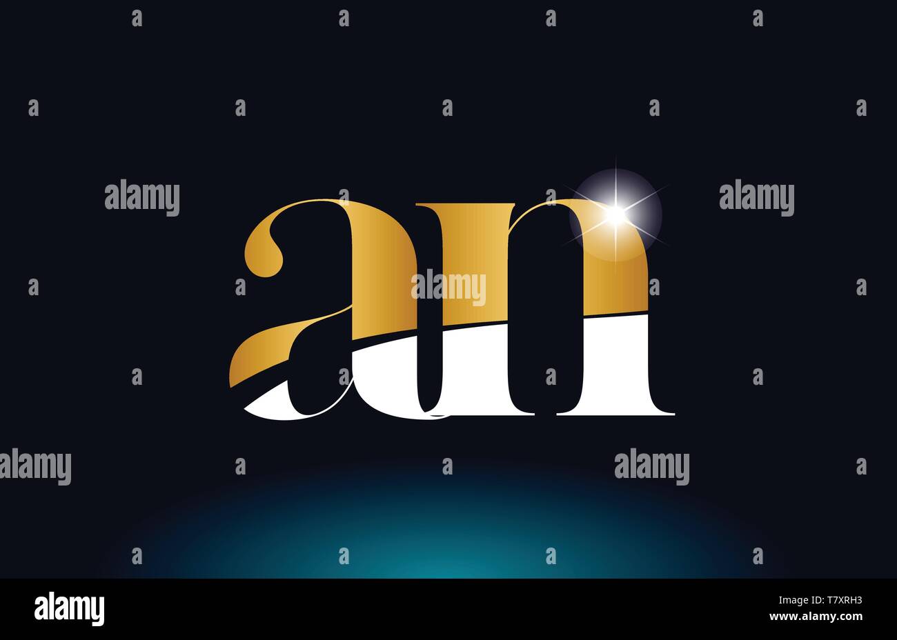 gold golden alphabet letter an a n logo icon combination design ...