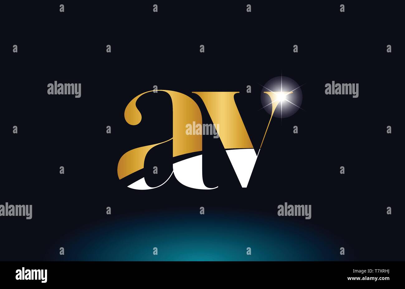 gold golden alphabet letter av a v logo icon combination design ...