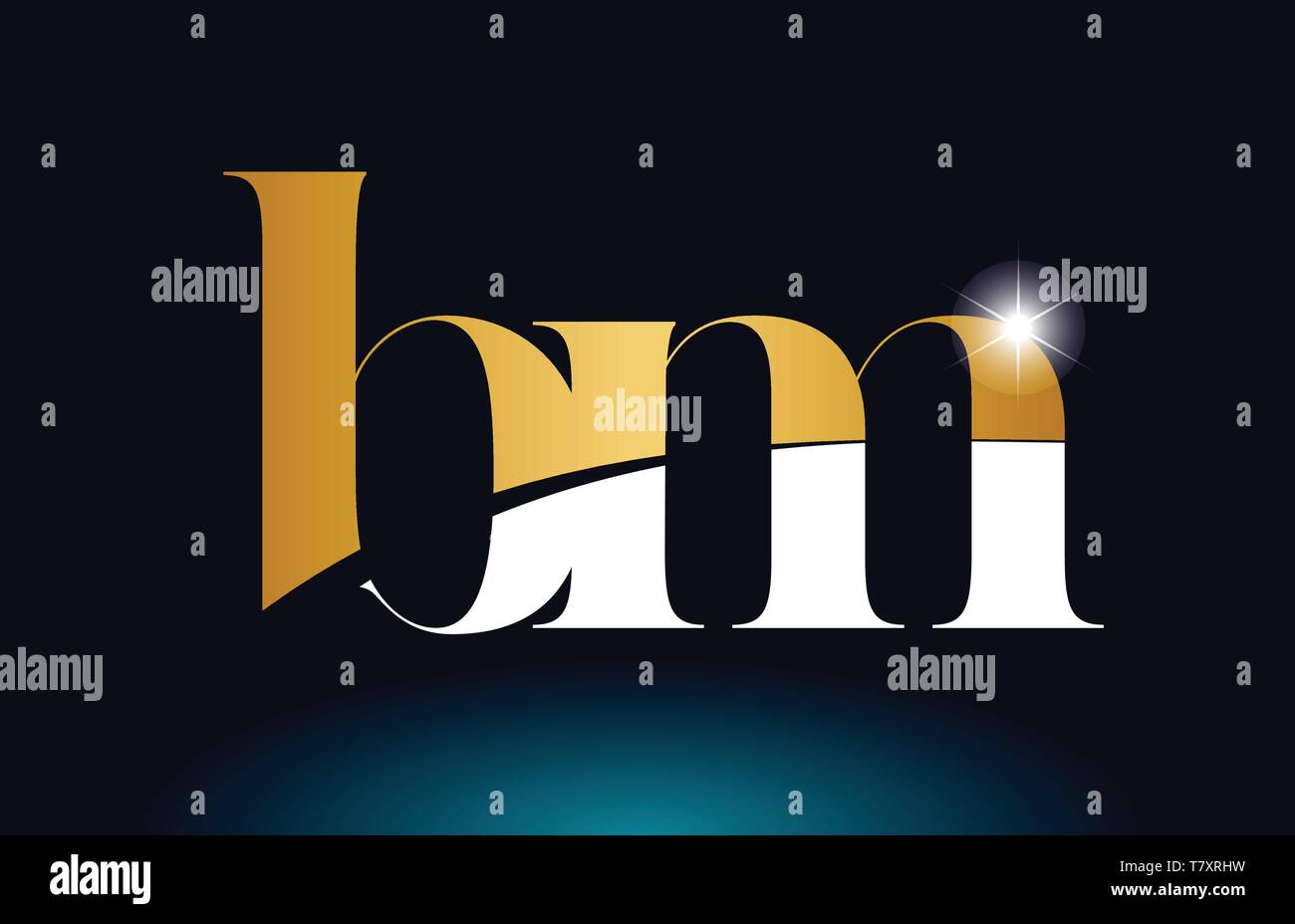 gold golden alphabet letter bm b m logo icon combination design ...