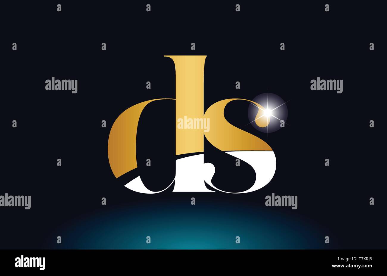 gold golden alphabet letter ds d s logo icon combination design ...