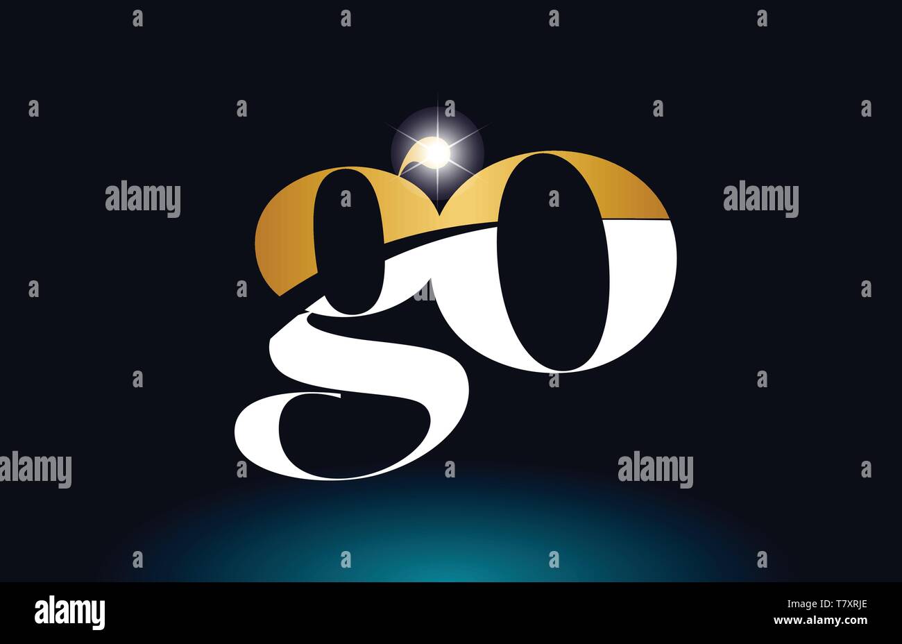 gold golden alphabet letter go g o logo icon combination design ...