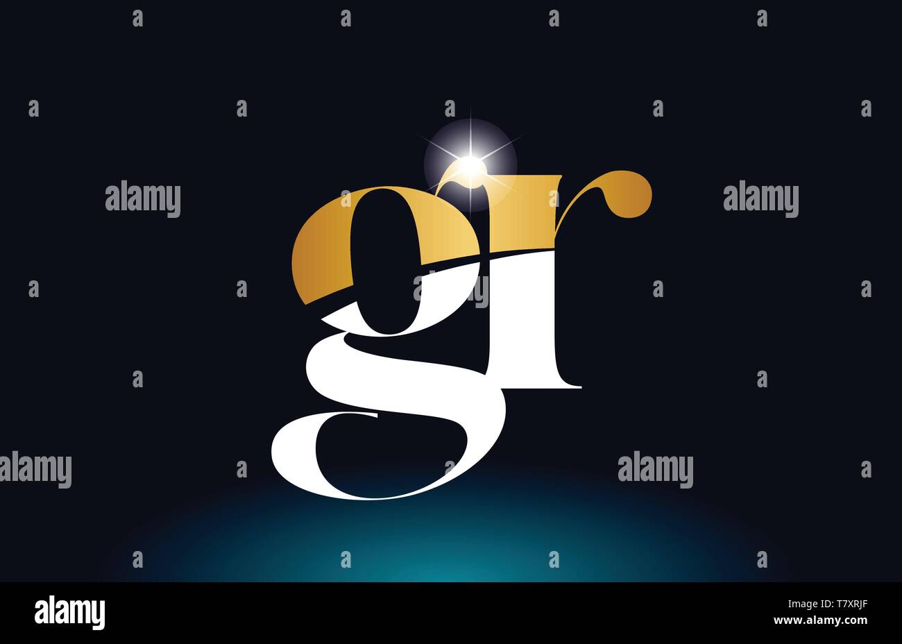 gold golden alphabet letter gr g r logo icon combination design ...
