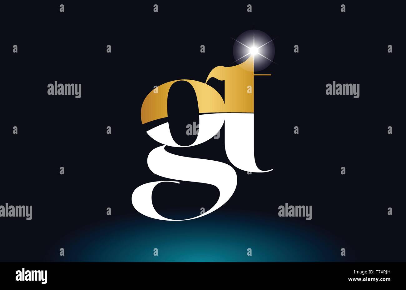 gold golden alphabet letter gt g t logo icon combination design ...