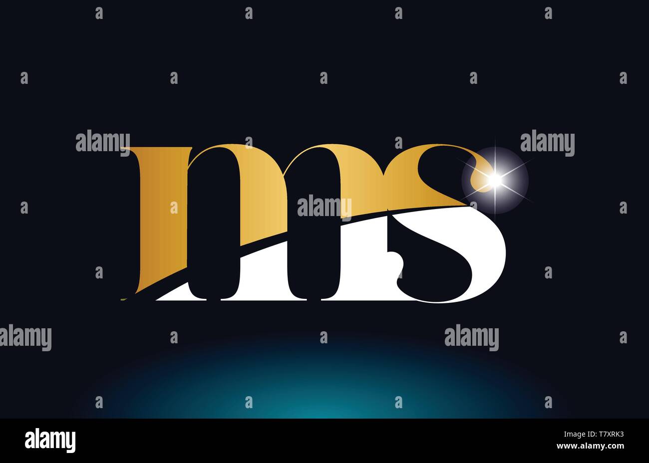 gold golden alphabet letter ms m s logo icon combination design ...