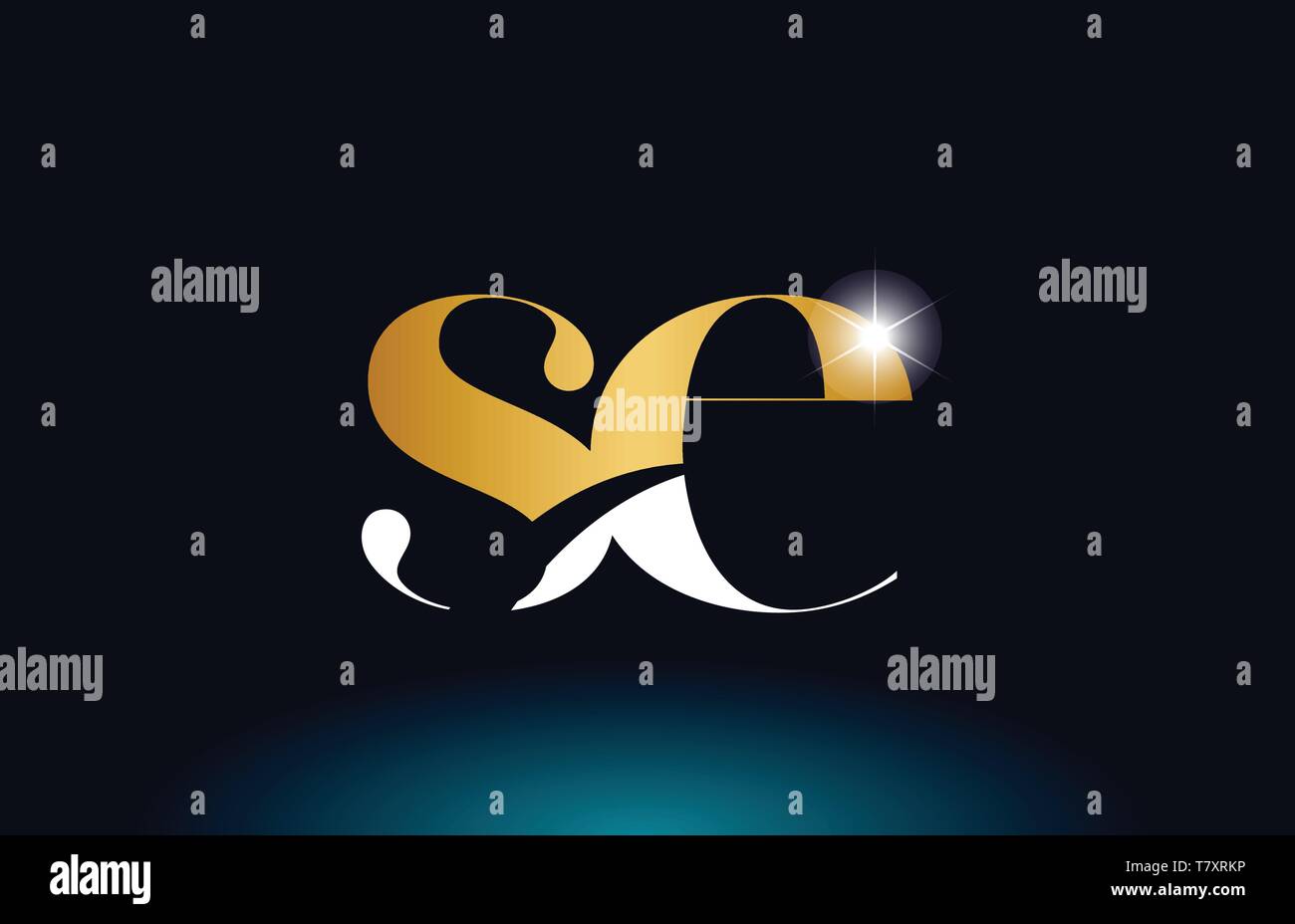 gold golden alphabet letter se s e logo icon combination design ...