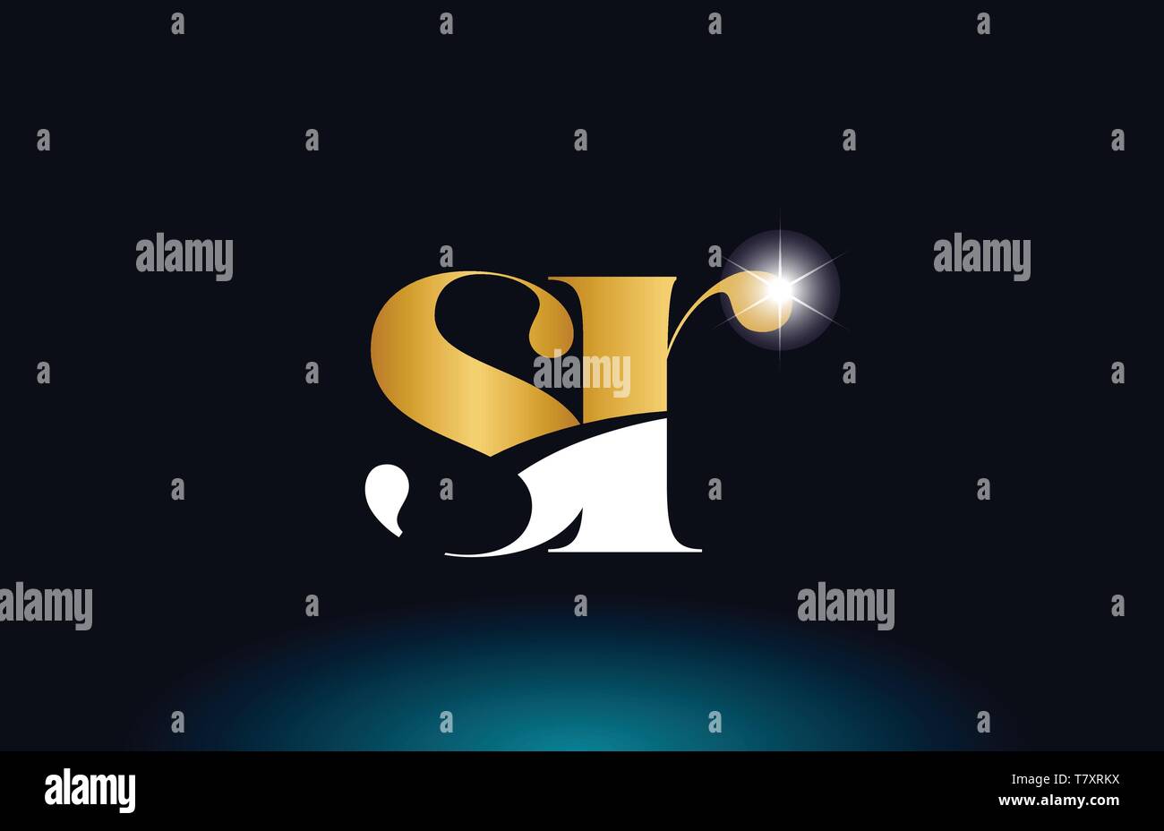 gold golden alphabet letter sr s r logo icon combination design ...