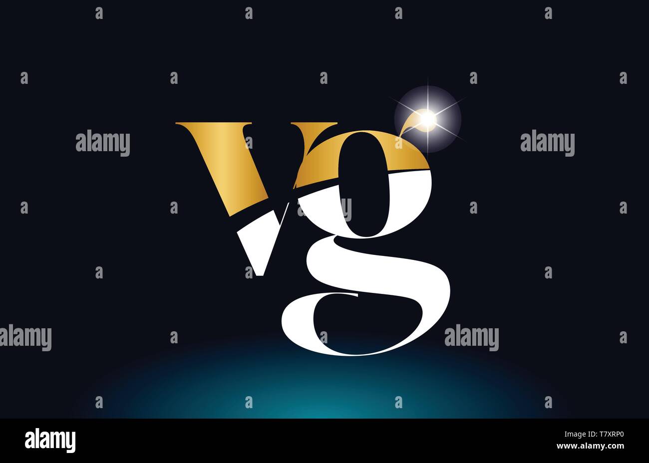 gold golden alphabet letter vg v g logo icon combination design ...