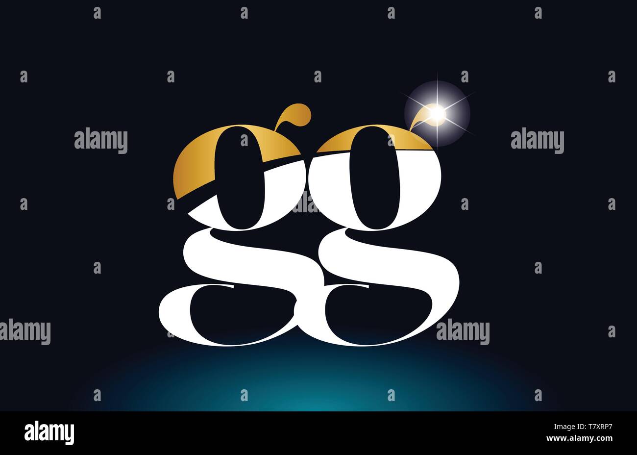 gold golden alphabet letter gg g g logo icon combination design ...