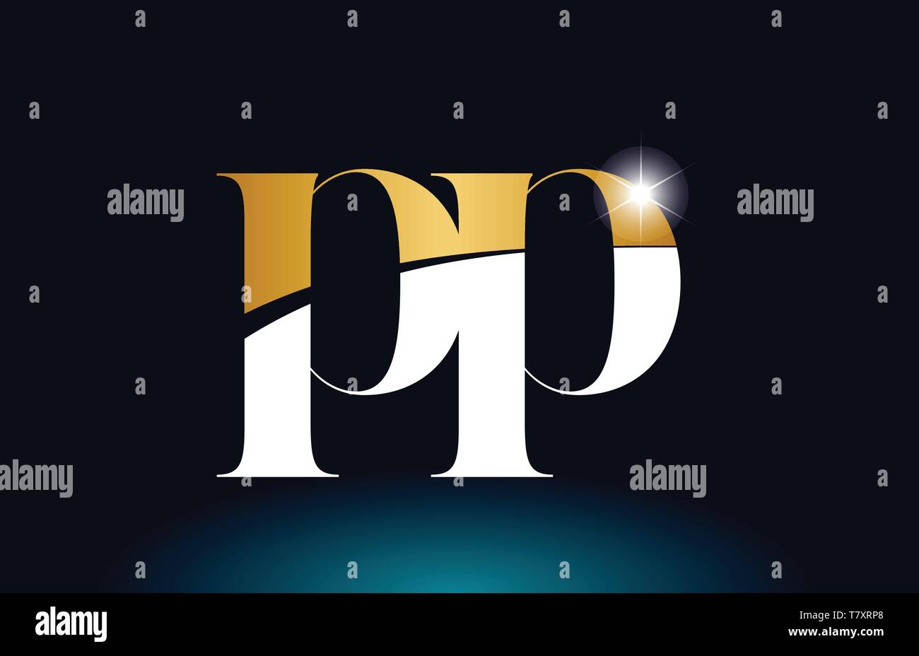 gold golden alphabet letter pp p p logo icon combination design ...