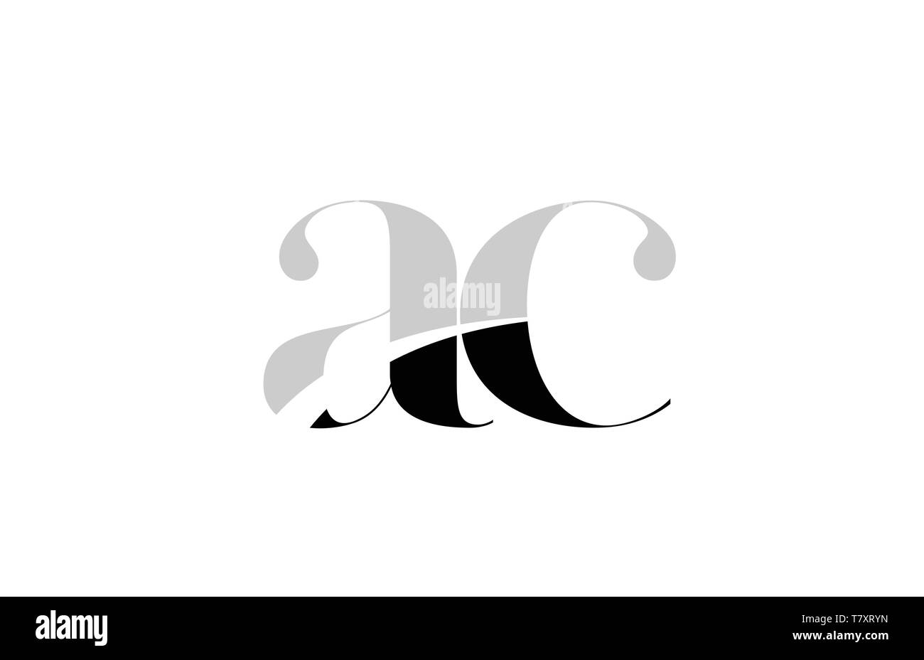 black and white alphabet letter ac a c logo icon design for a company ...
