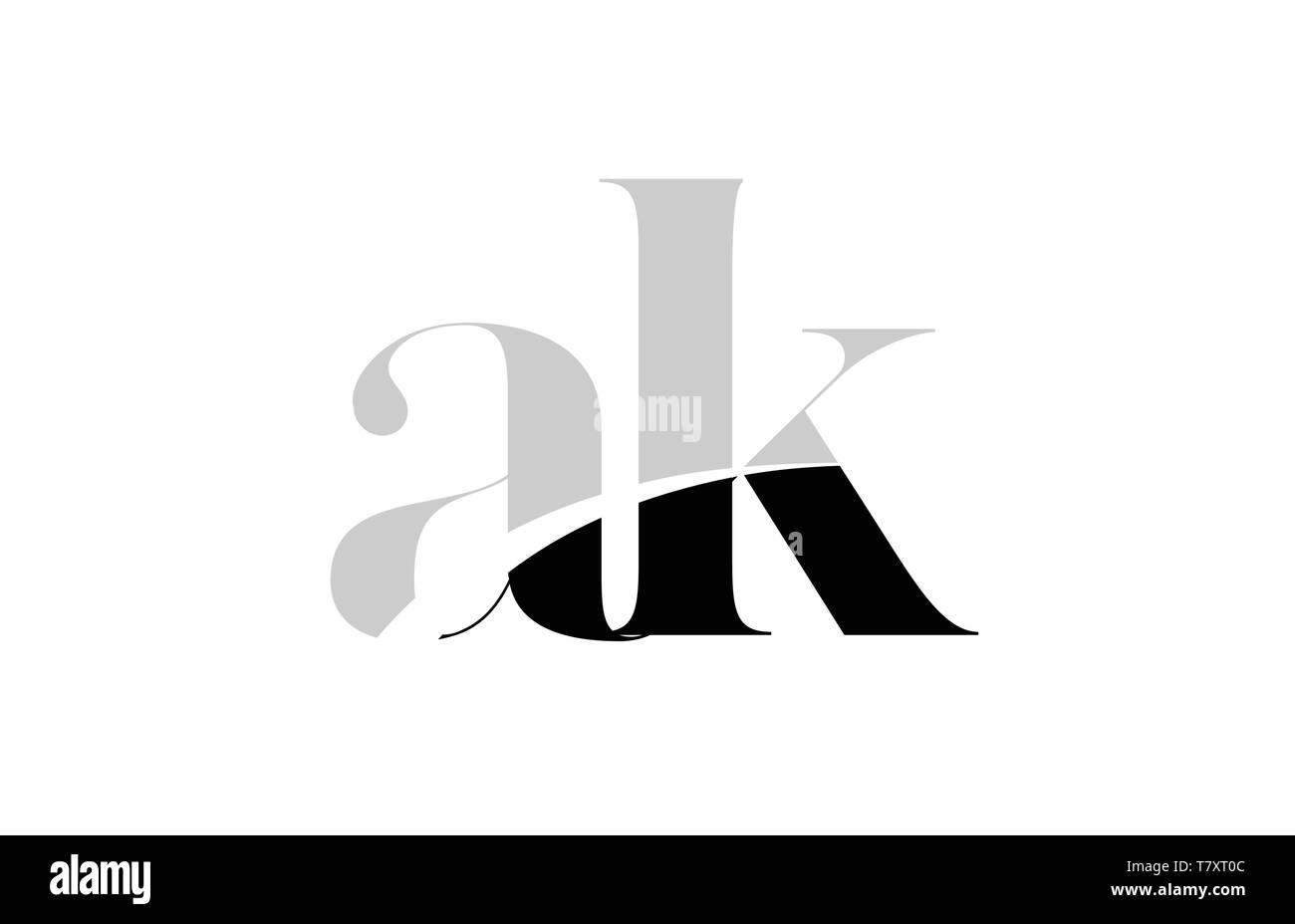 black and white alphabet letter ak a k logo icon design for a company ...
