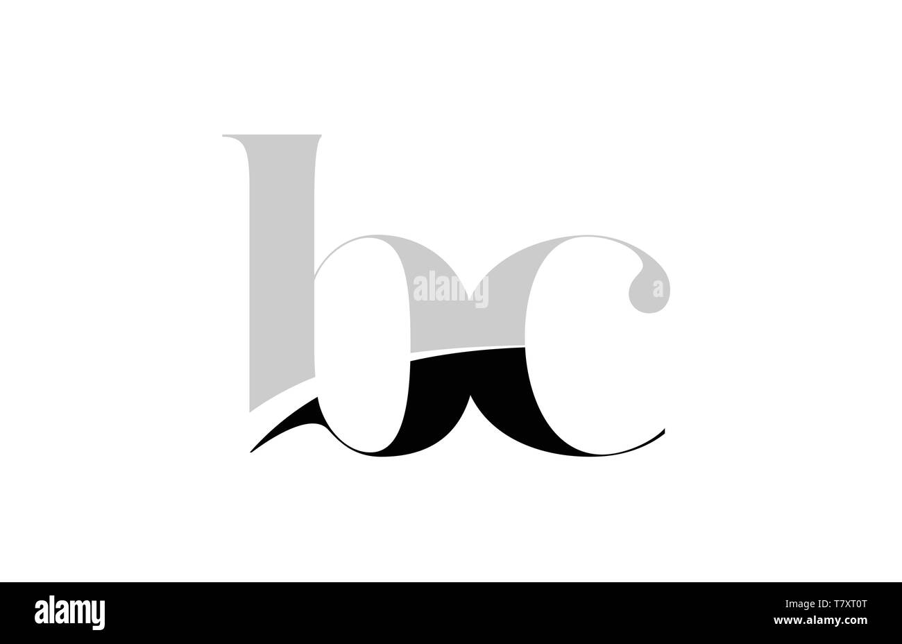 black and white alphabet letter bc b c logo icon design for a company ...