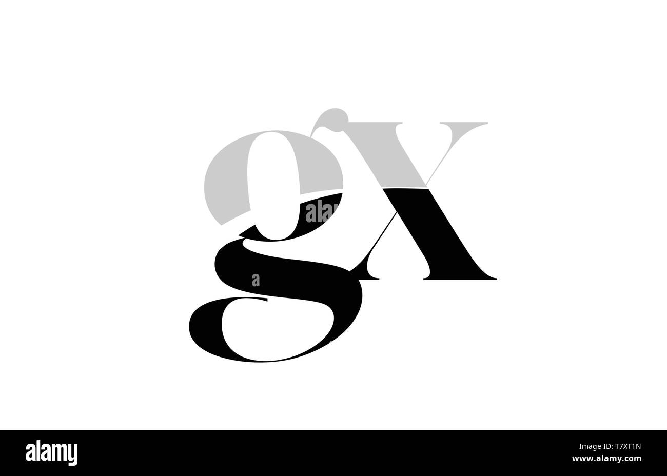 black and white alphabet letter gx g x logo icon design for a company ...