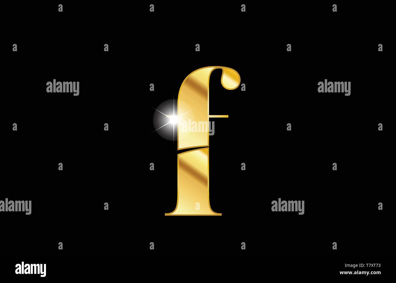 gold golden metal metallic alphabet letter f logo icon design for a ...