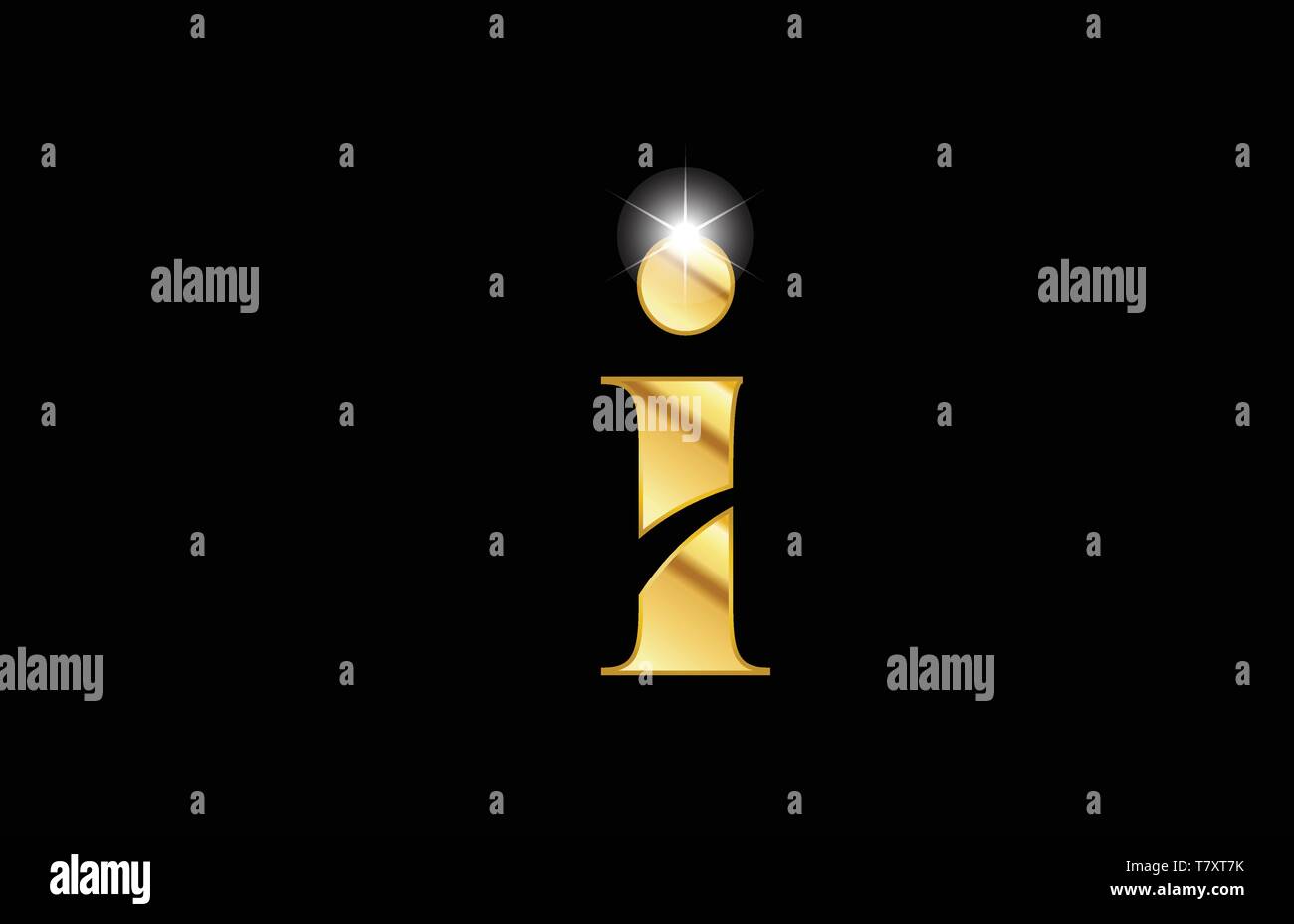 gold golden metal metallic alphabet letter i logo icon design for a ...