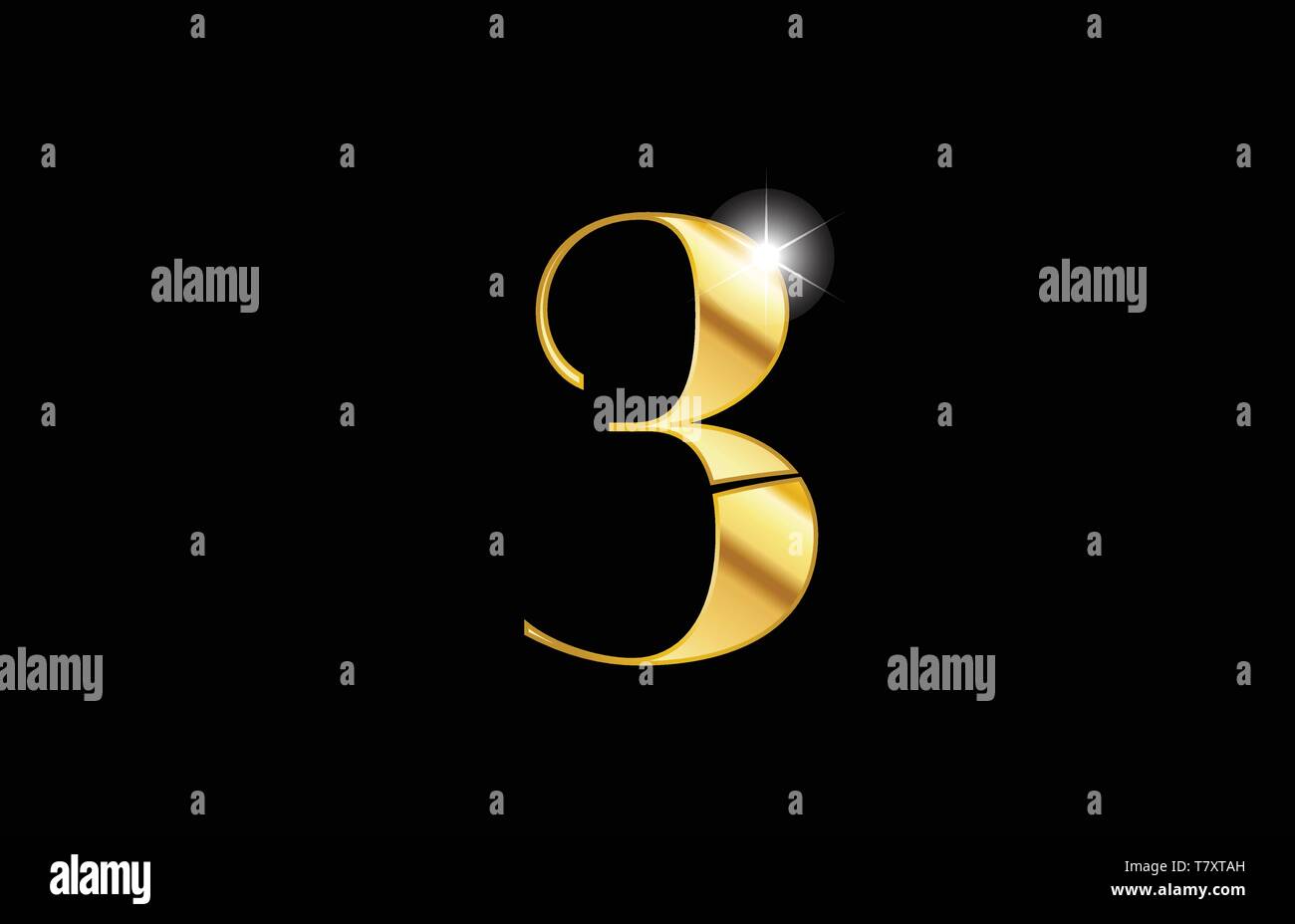 gold golden metal metallic number 3 three logo icon design for a ...