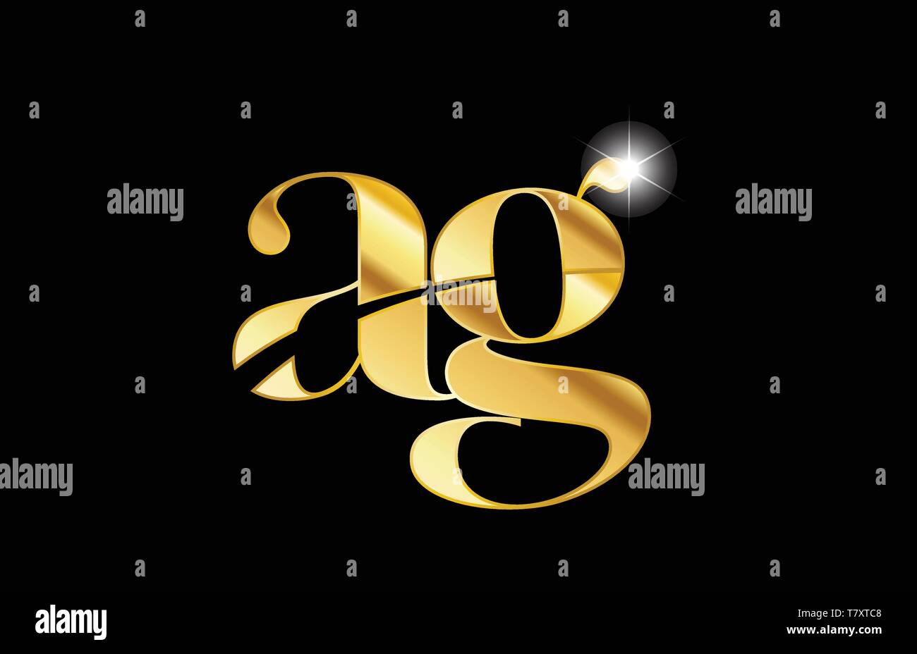 gold golden metal metallic alphabet letter ag a g logo icon design for ...