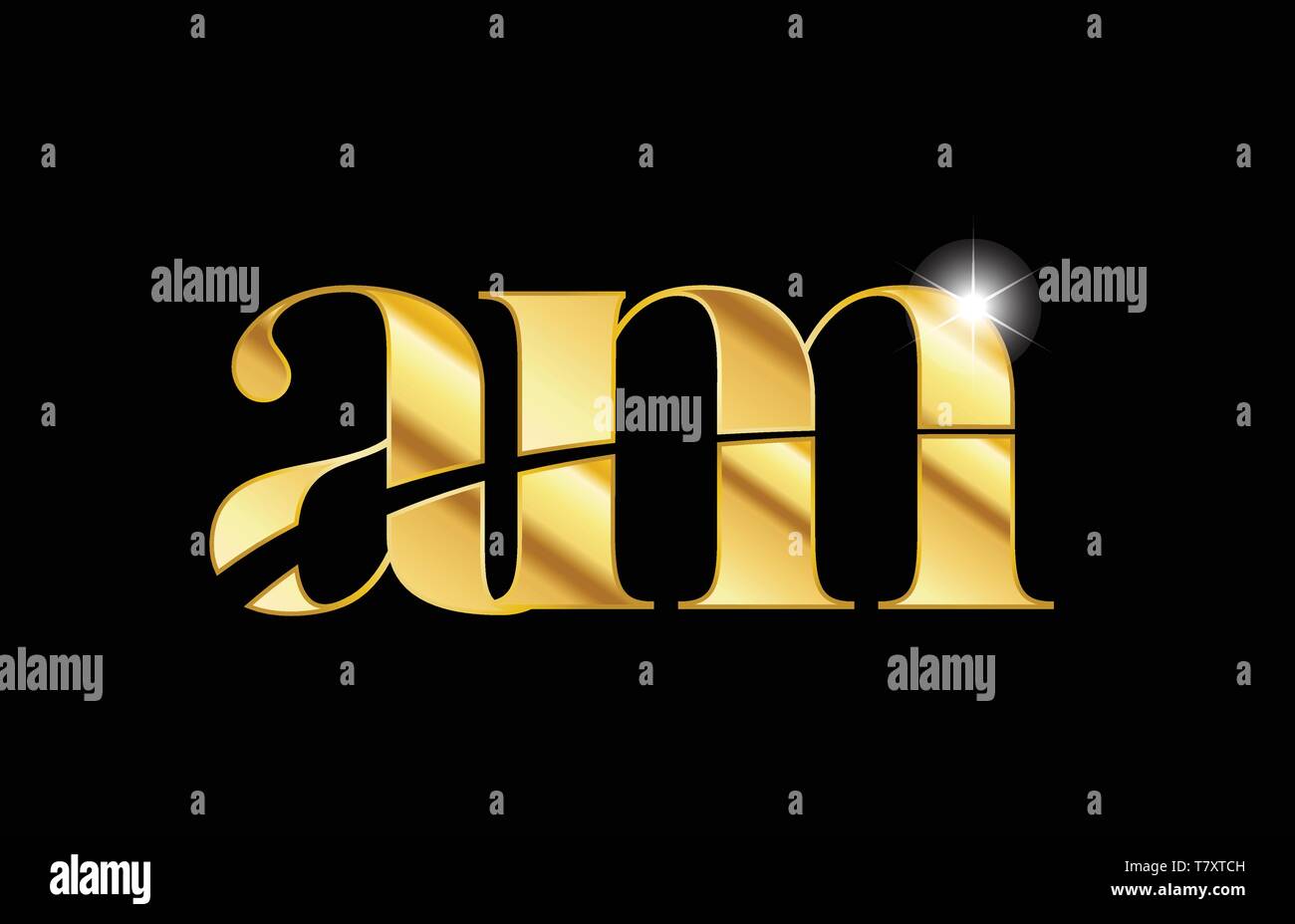 gold golden metal metallic alphabet letter am a m logo icon design for ...
