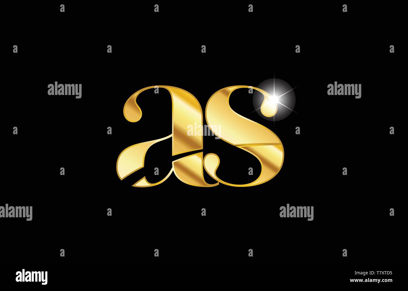 gold golden metal metallic alphabet letter as a s logo icon design for ...