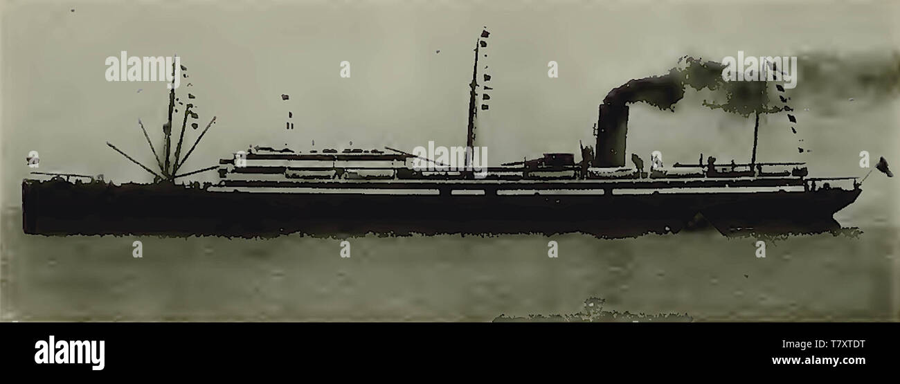 SS Maui at start of Maiden voyage 7 April 1917 Stock Photo - Alamy