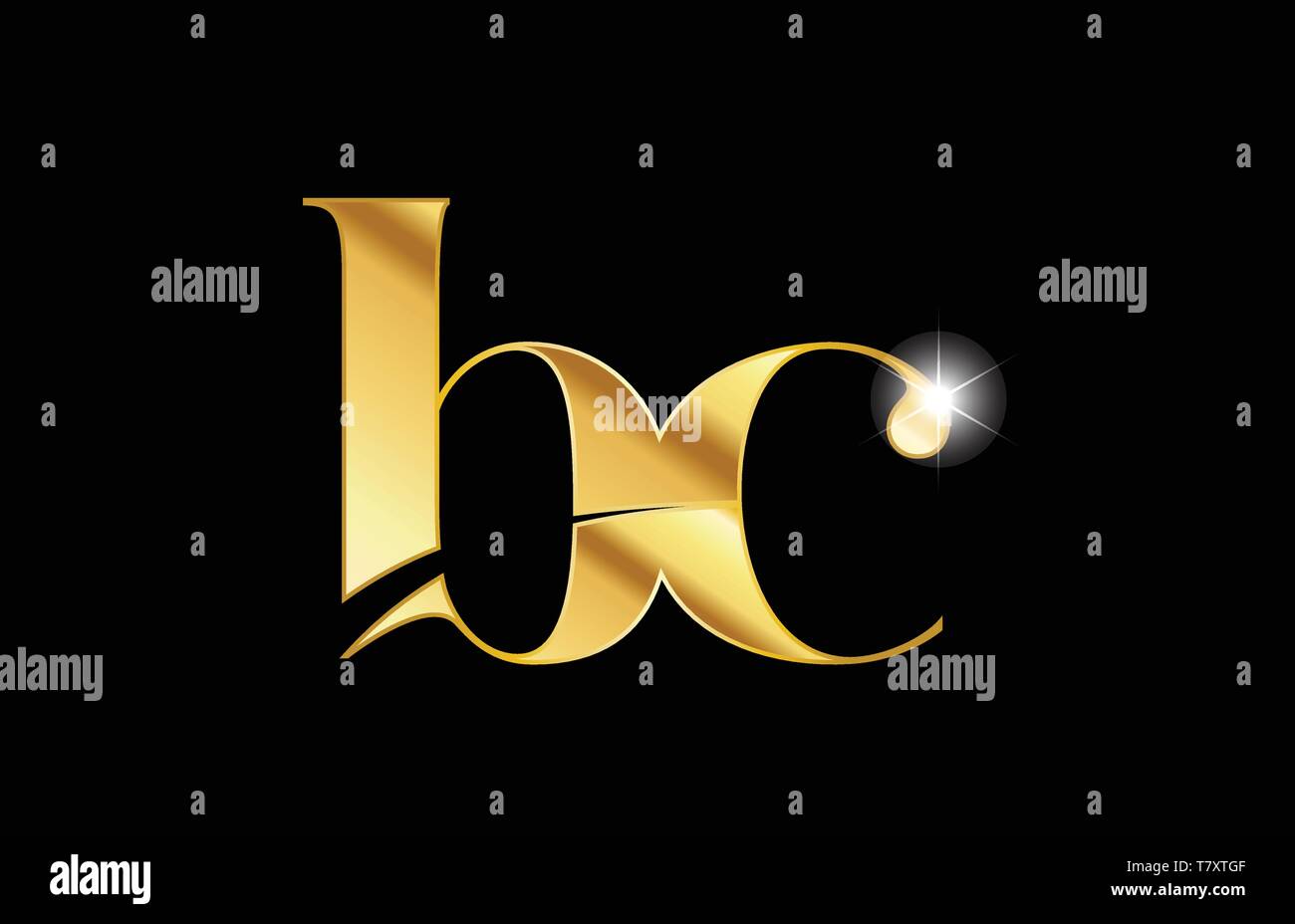gold golden metal metallic alphabet letter bc b c logo icon design for ...
