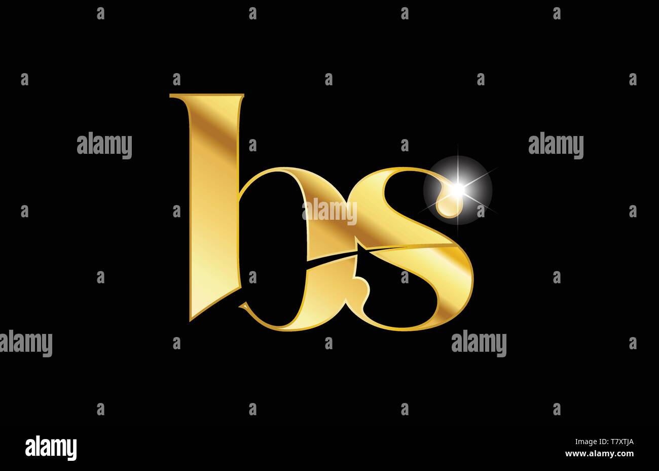 gold golden metal metallic alphabet letter bs b s logo icon design for ...