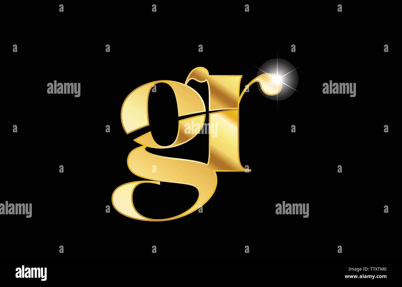 gold golden metal metallic alphabet letter gr g r logo icon design for ...